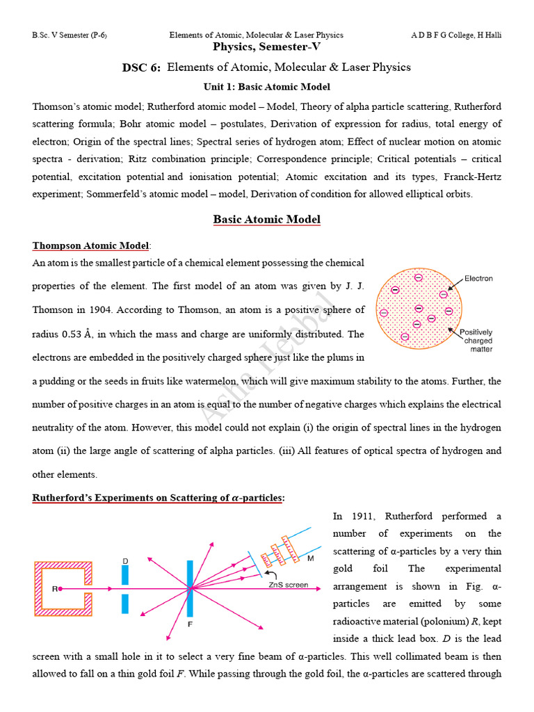Atomic and Laser Physics Concepts | PDF | Atoms | Electron
