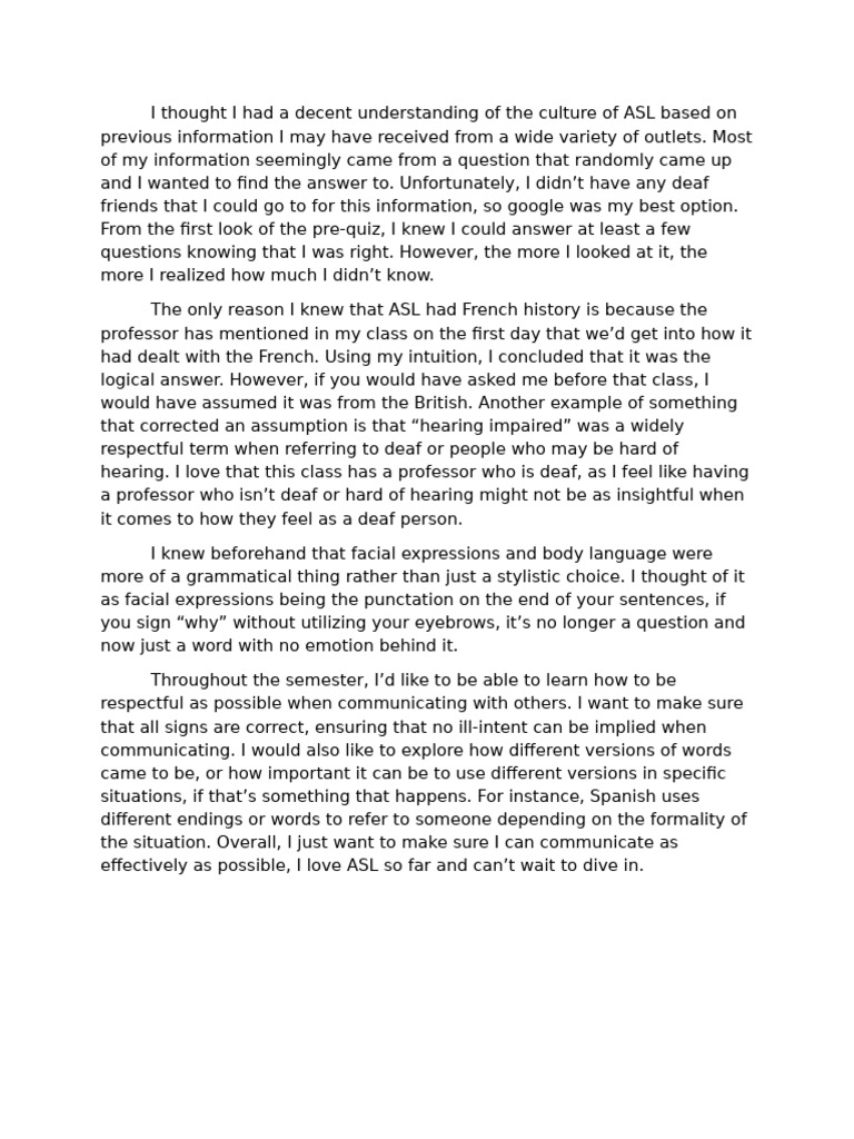 ASL Reflection | PDF