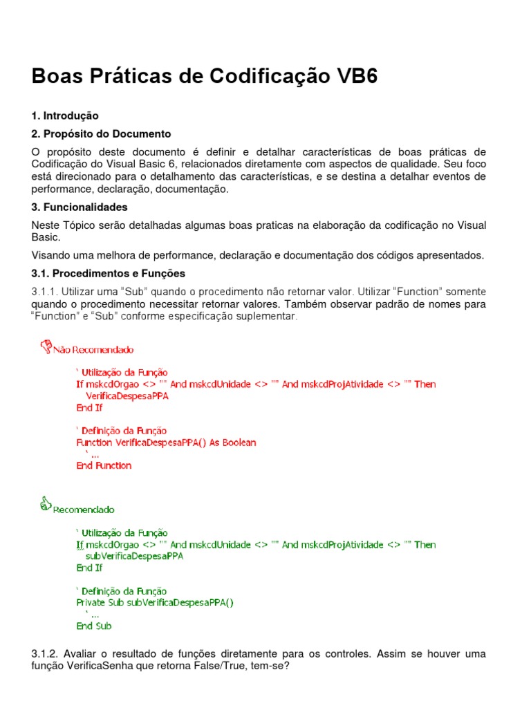 Boas Práticas de Codificação VB6 | PDF | Função (Matemática) | Compilador