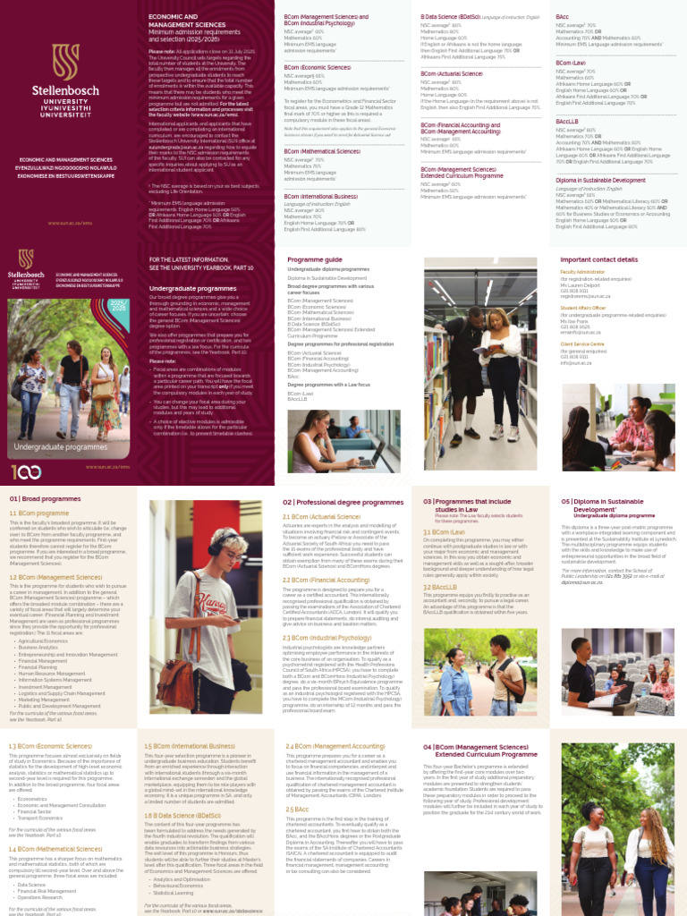 Stellenbosch University 2026 Prospectus | PDF