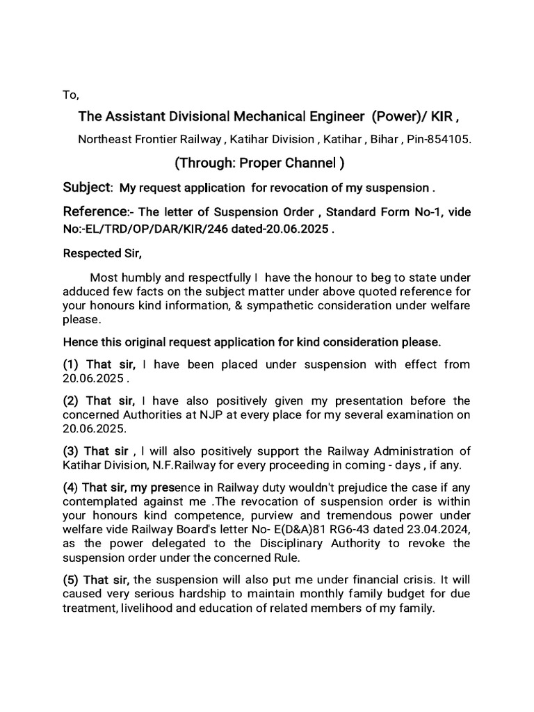 Request for Revocation of Suspension | PDF | Medicine