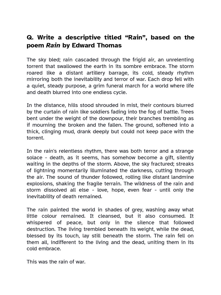 The Rain As A Descriptive | PDF