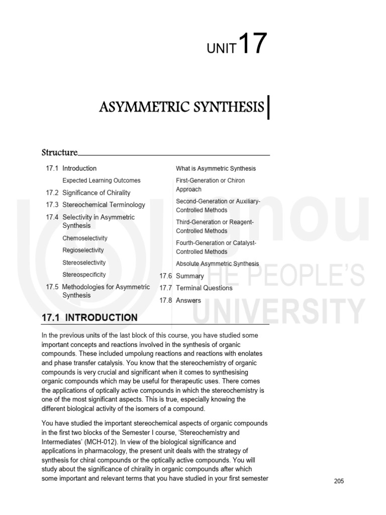 Unit 17 Stereochem | PDF | Enantioselective Synthesis | Chirality (Chemistry)