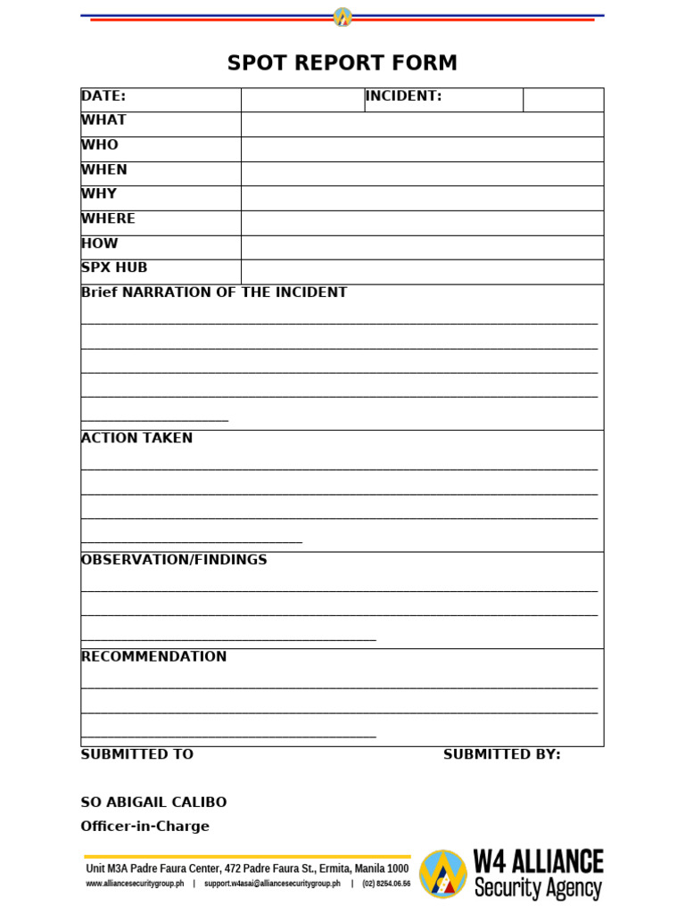 Spot Report Form | PDF