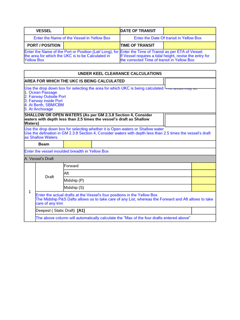 Under Keel Clearance Calculation Guide | PDF | Shipping | Ships