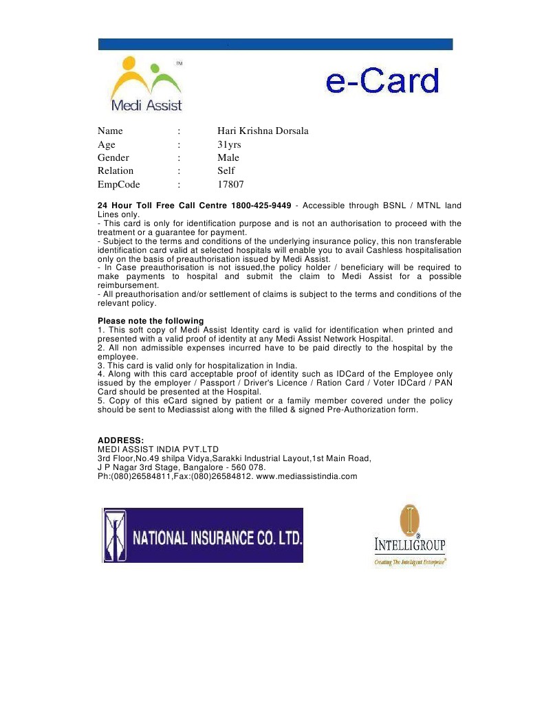 Medi Assist Pdf Identity Document Insurance
