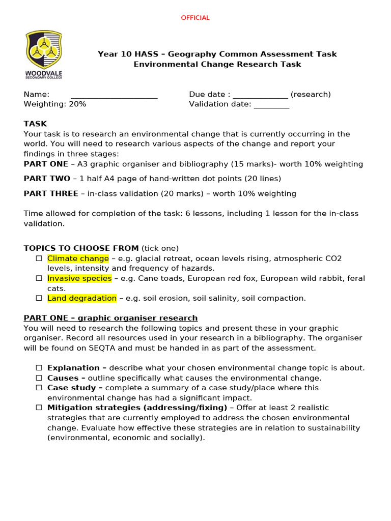 Geography CAT Environmental Change 2025 | PDF | Physical Geography ...