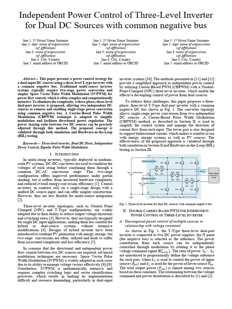 Independent Power Control of Three-Level Inverter For Dual DC Sources ...