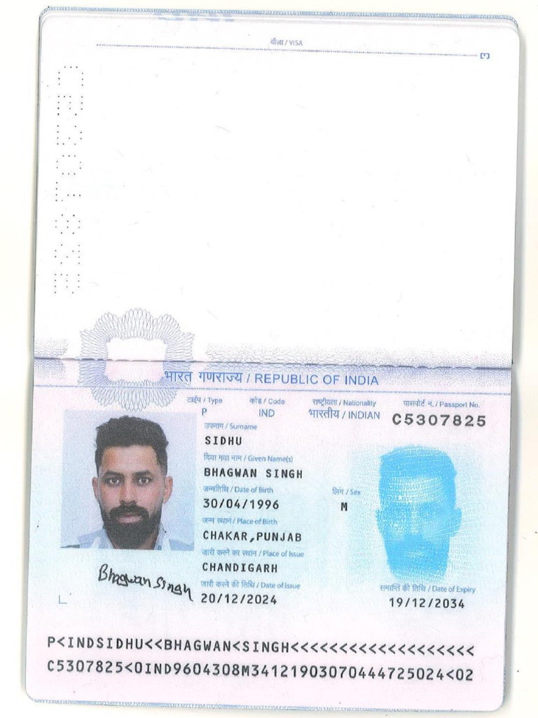 Bhagwan Singh Passport | PDF