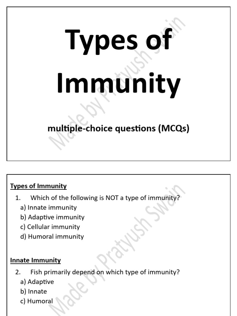 Types of Immunity | PDF | Immune System | Innate Immune System