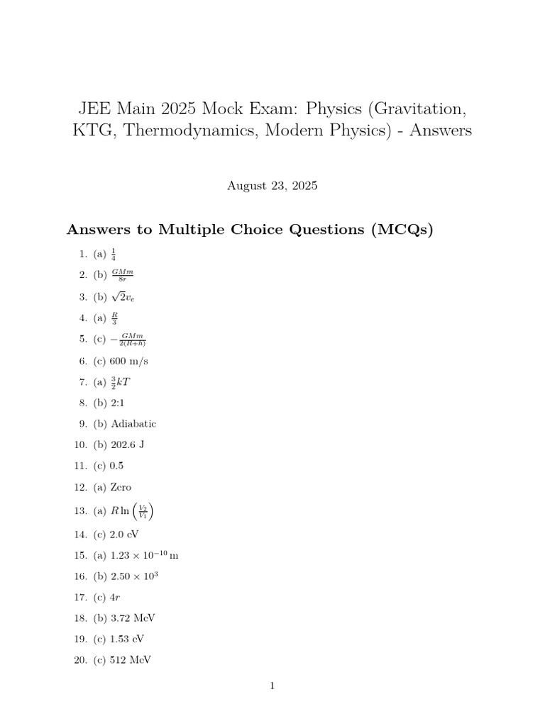 Physics Answers | PDF