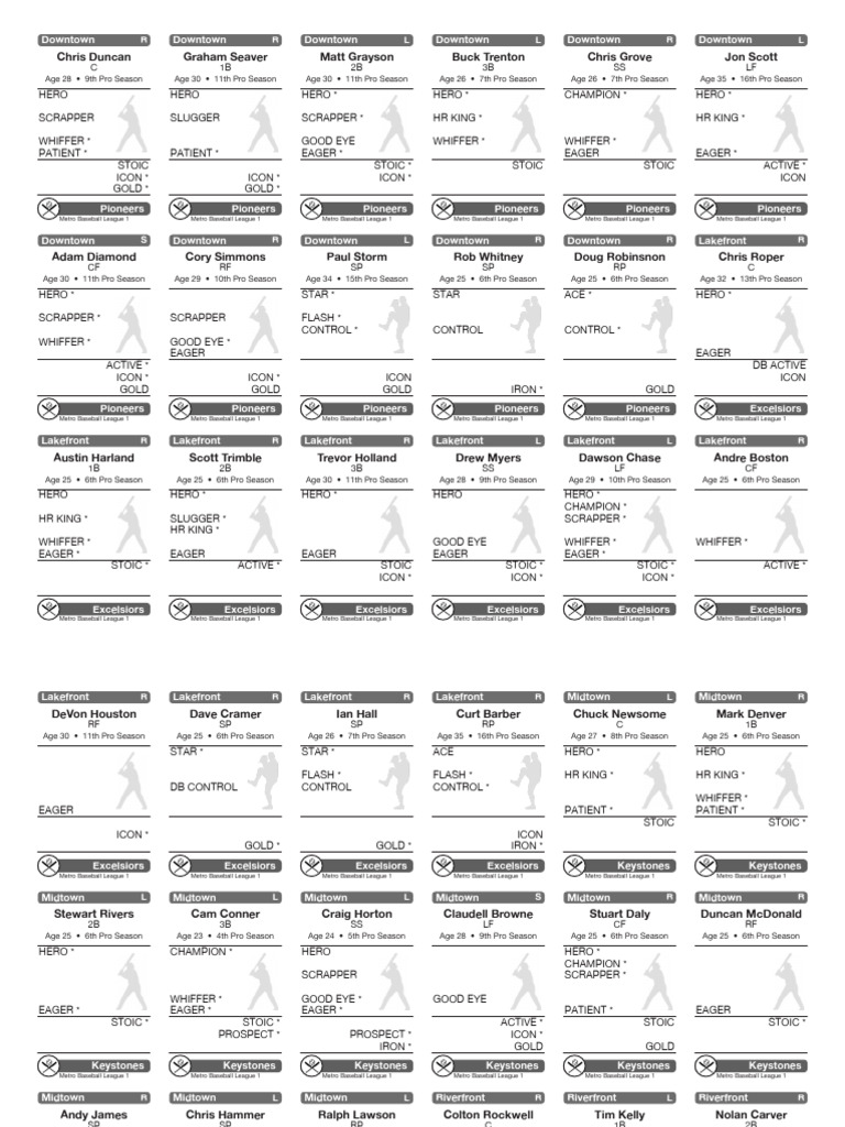 Metro Baseball League Player Roster | PDF