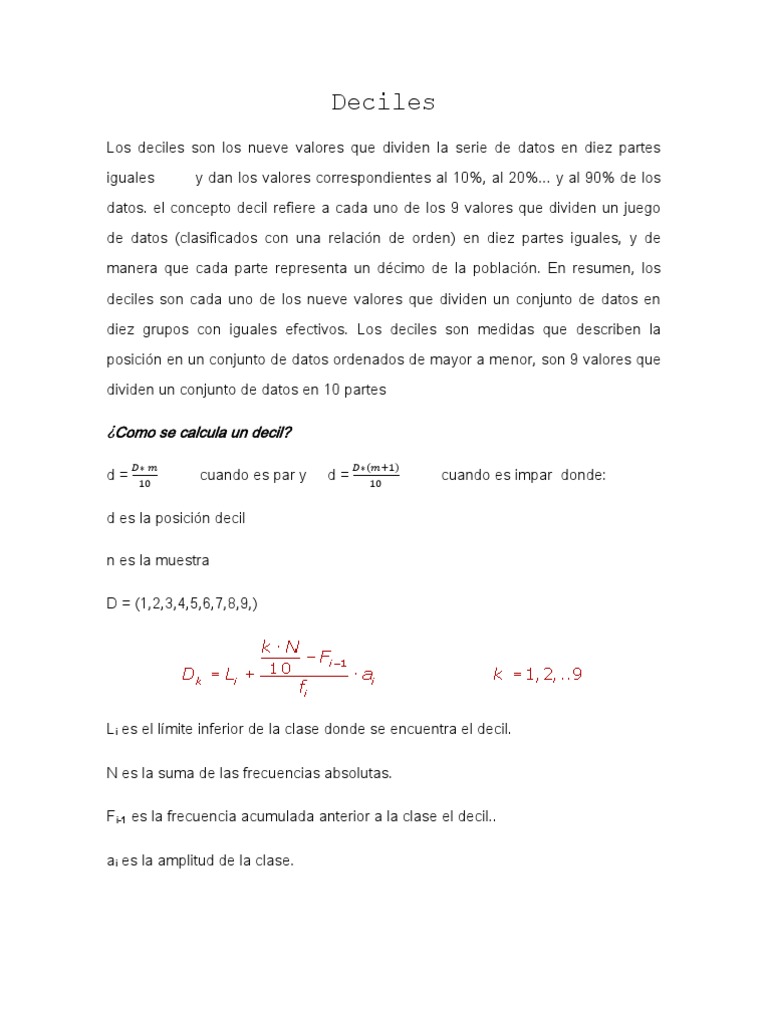 Deciles | PDF | Cuantil | Enseñanza de matemática