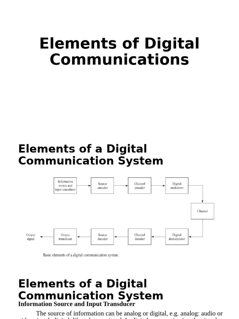 Elements of Digital Communication Systems | PDF | Communications System ...