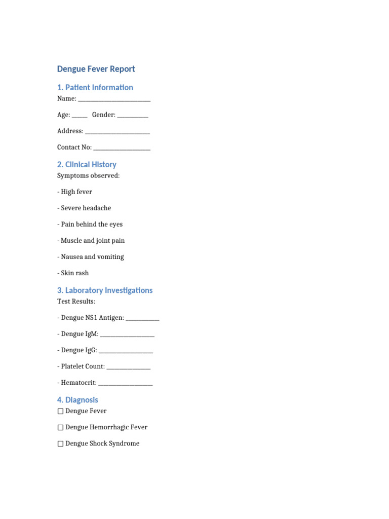 Dengue Report Template | PDF