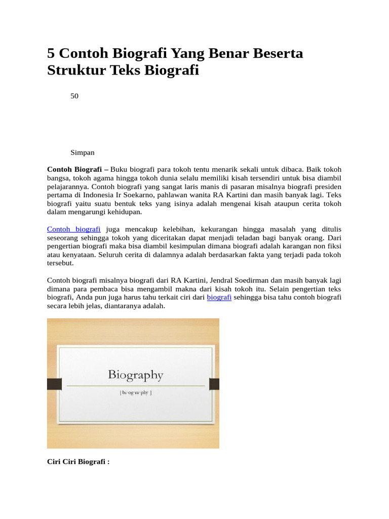 Contoh Biografi Teks dan Struktur | PDF