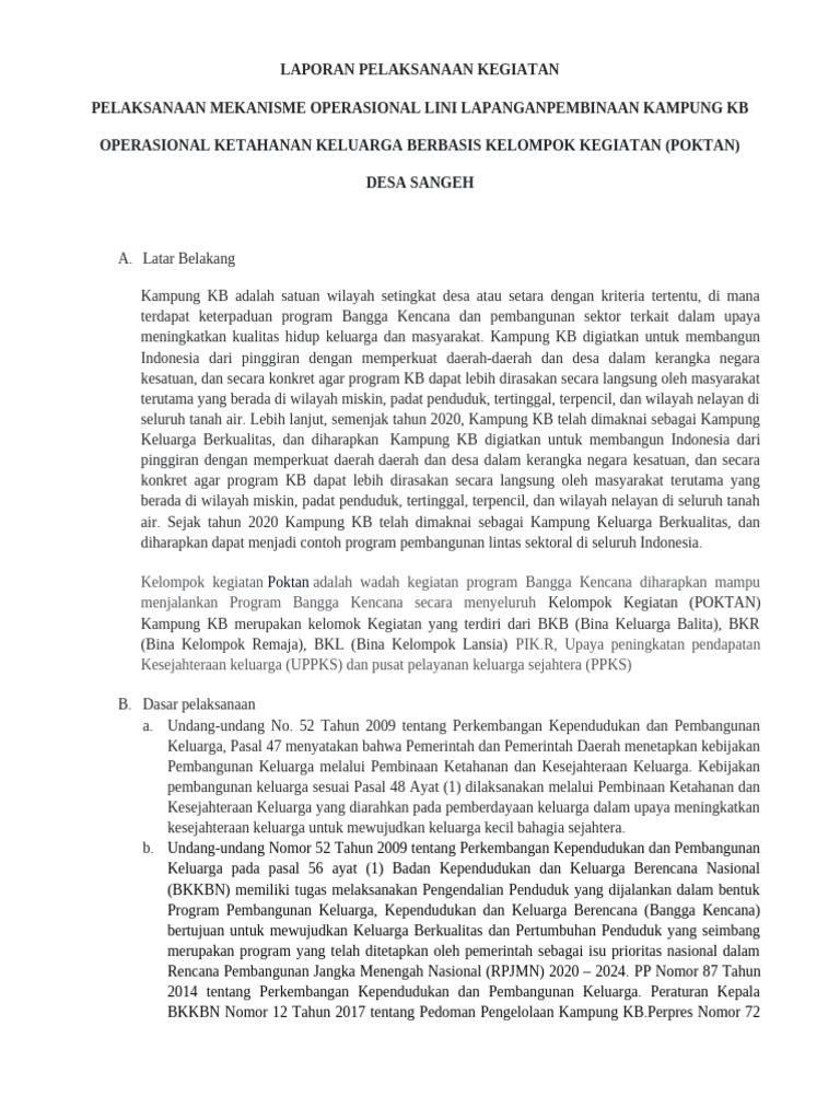 Pelaksanaan Kampung KB di Desa Sangeh | PDF