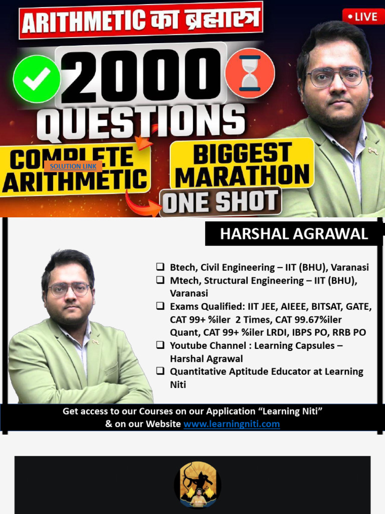 Arithmetic 2000 Questions Part 1 (1 - 100) | PDF