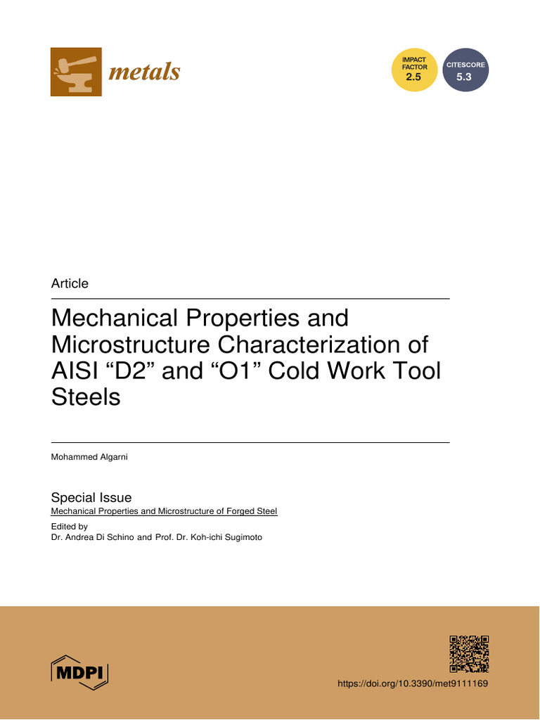 Mechanical Properties and Microstructure Characterization of AISI “D2 ...