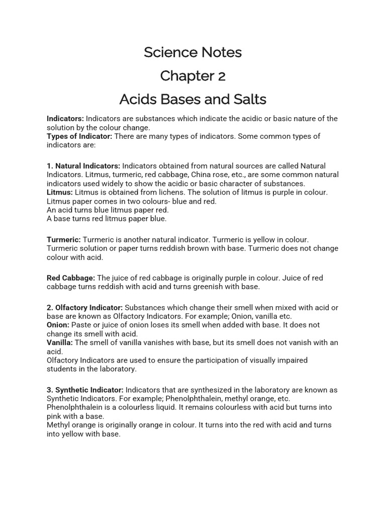 Acids Bases and Salts Quick RevisionNotes | PDF | Sodium Bicarbonate ...