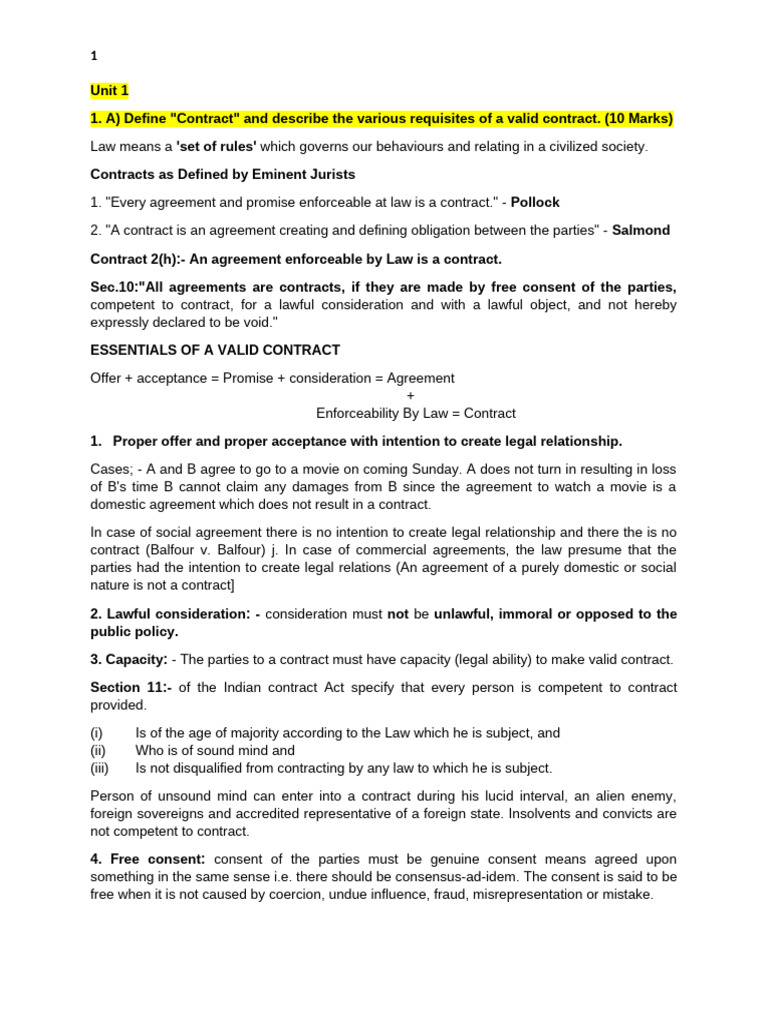Essentials of a Valid Contract Explained | PDF | Offer And Acceptance ...