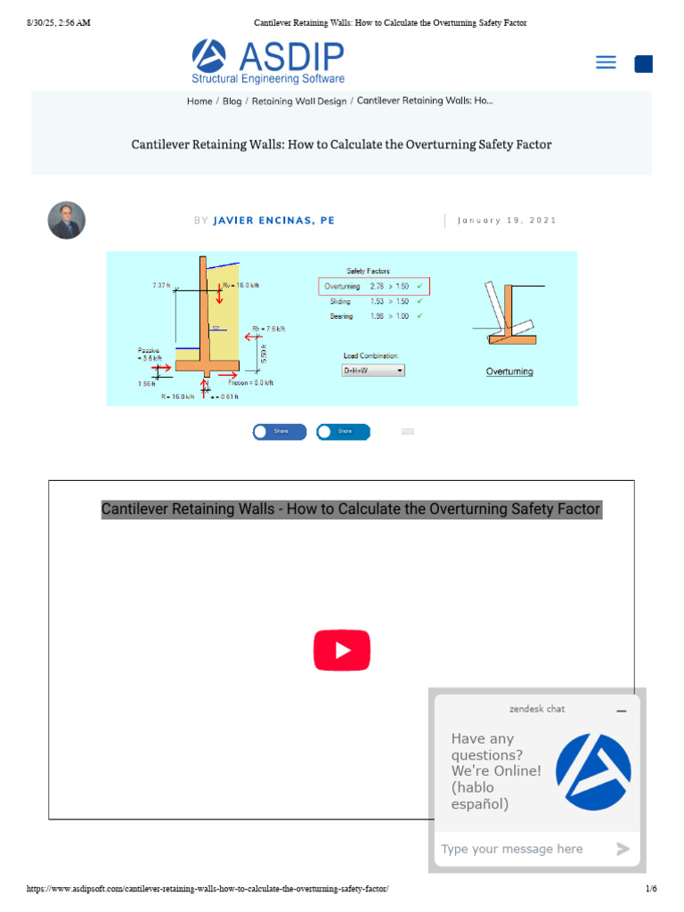 Cantilever Retaining Walls - How To Calculate The Overturning Safety ...
