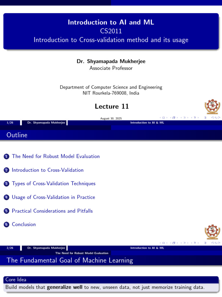 lec 11 | PDF | Cross Validation (Statistics) | Machine Learning