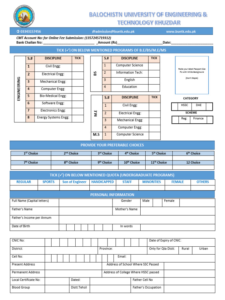 BUETK Admission Form 2025 Guidelines | PDF | Vocational Education ...
