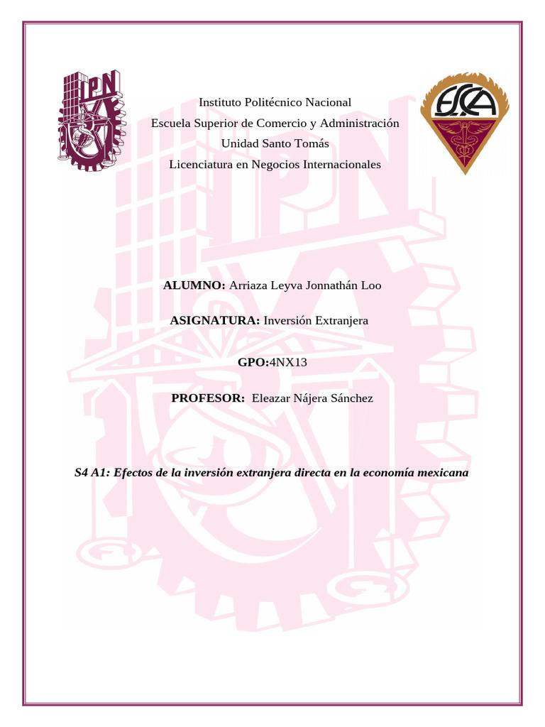 Impacto de la IED en México | PDF | La inversión extranjera directa ...