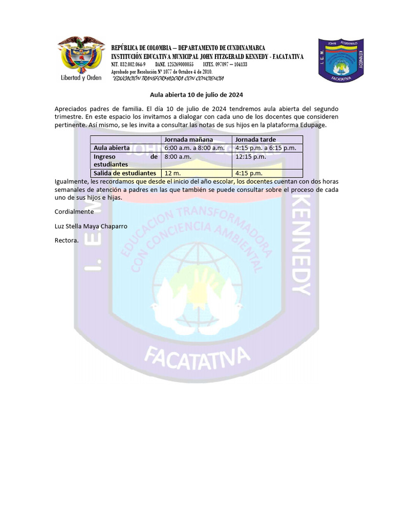Circular Aula Abierta 10 de Julio de 2024 | PDF