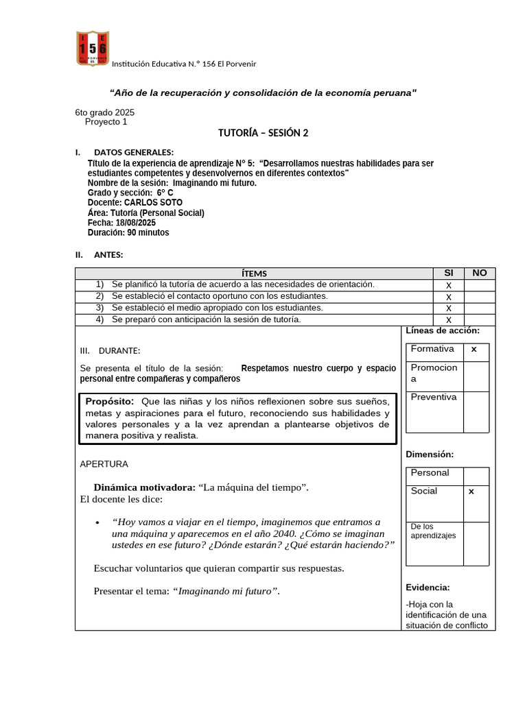 Sesión de Tutoría 2° UNIDAD 5 2025 | PDF | Aprendizaje | Modificación ...