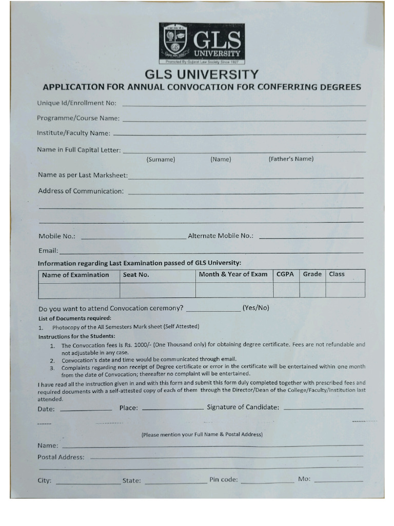 Convocation Form | PDF