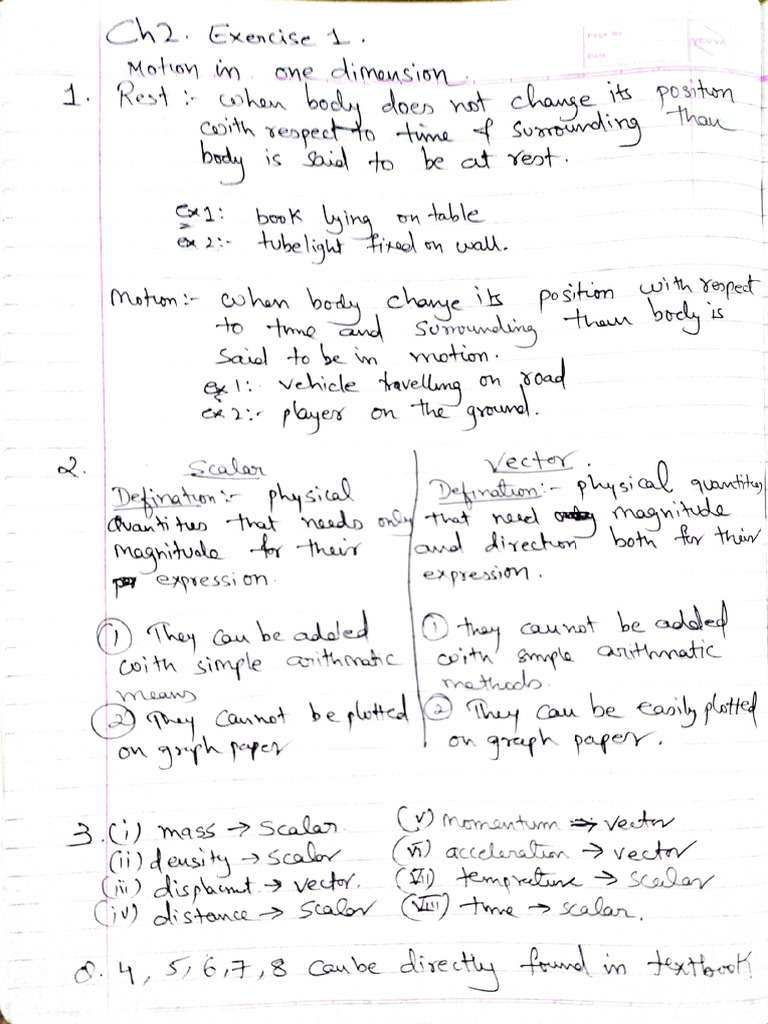 9 Phy CH 2 Motion in 1D Notes | PDF