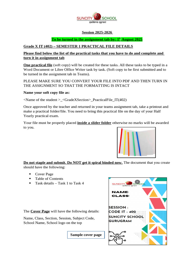 GradeX IT (402) Sem1 CBSE Board PracticalFile 2025 26 | PDF ...