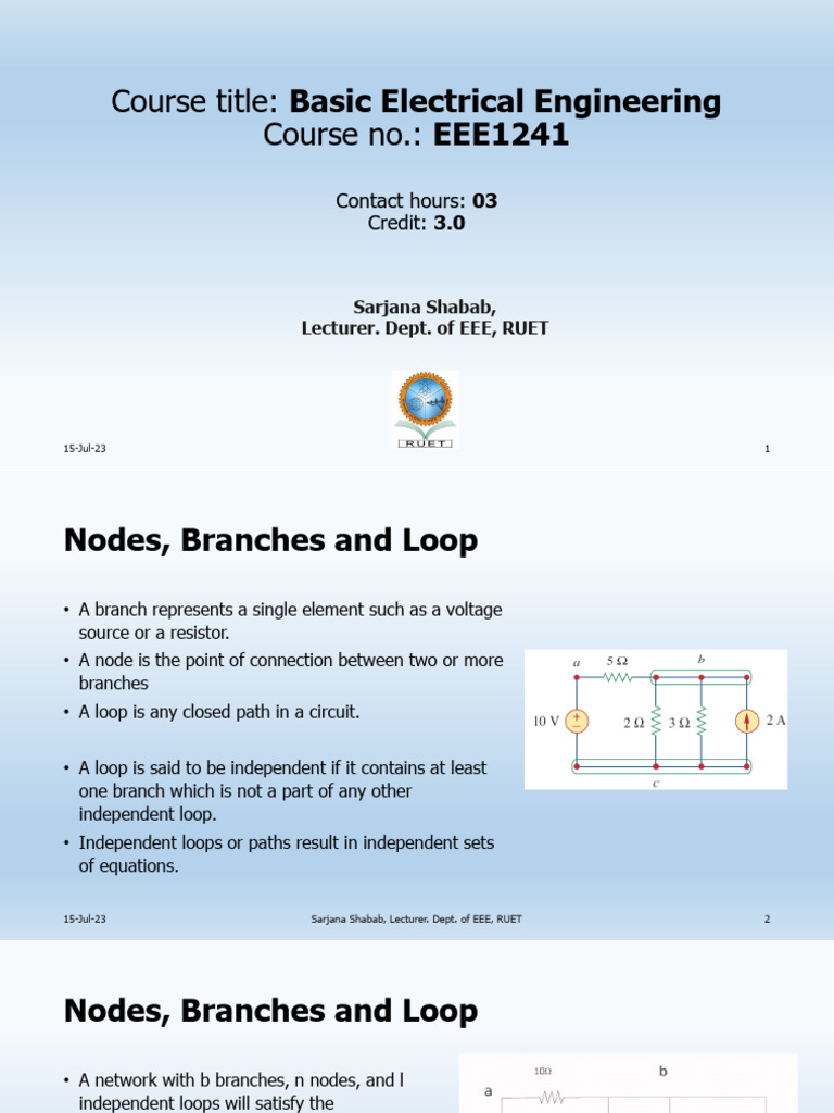 Class2 (Nodes, KVL, KCL) | PDF | Electronics | Electromagnetism