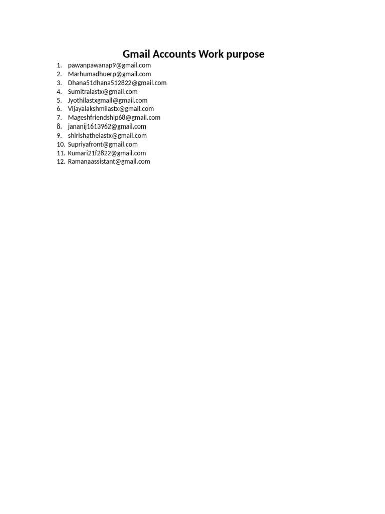 Gmail Accounts Work Purpose | PDF