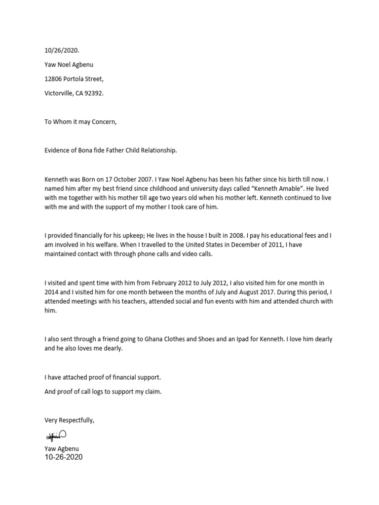 9 D Kenneth Agbenu Bona Fide Letter | PDF