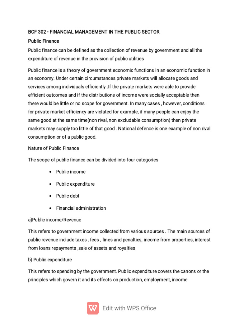 BCF 302 Notes Financial Management in The Public Sector | PDF | Public ...