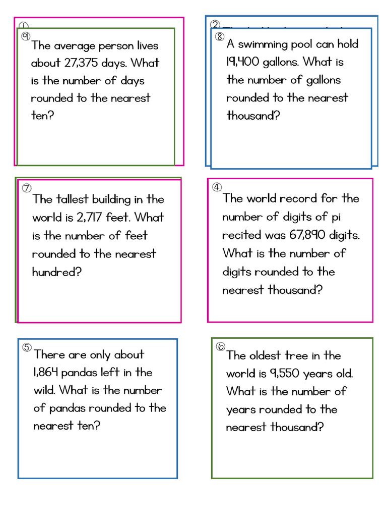 Rounding Numbers Card Game | PDF