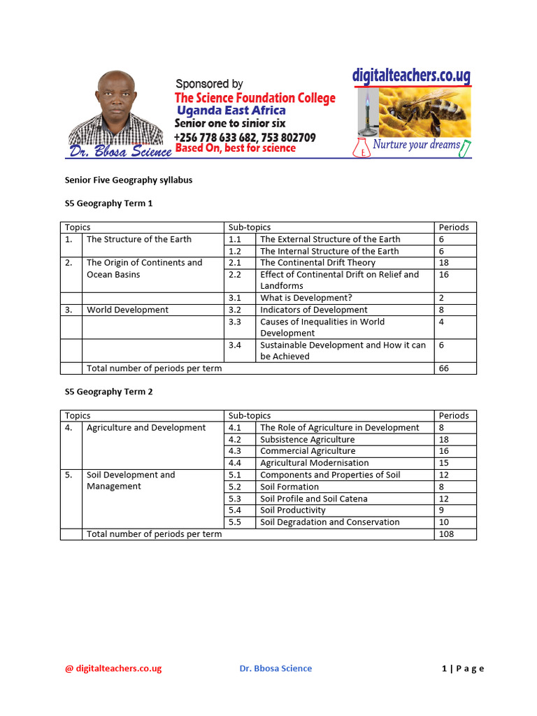 Senior Five Geography Syllabus Overview | PDF | Nature | Coast