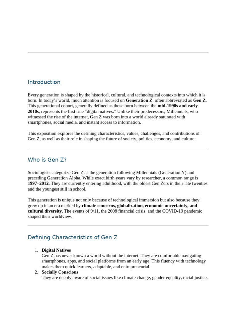 Exposition On Generation Z | PDF | Millennials | Mental Health