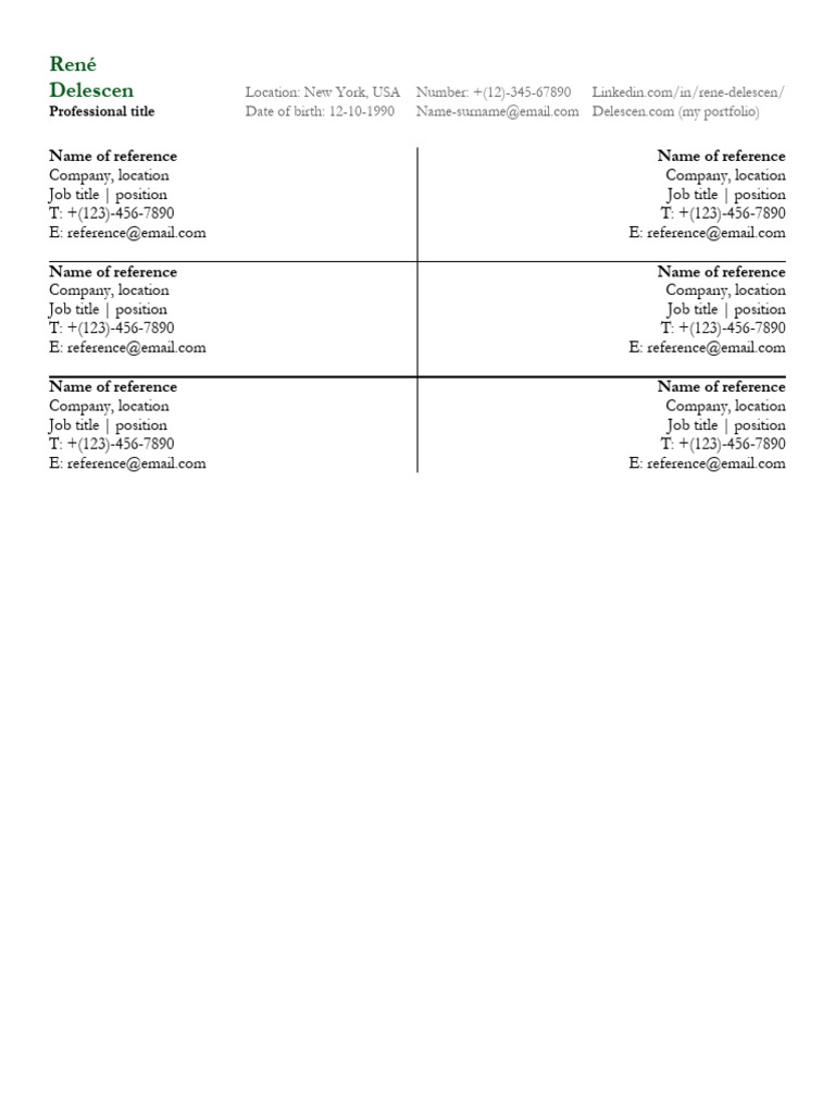 Free References Template | PDF