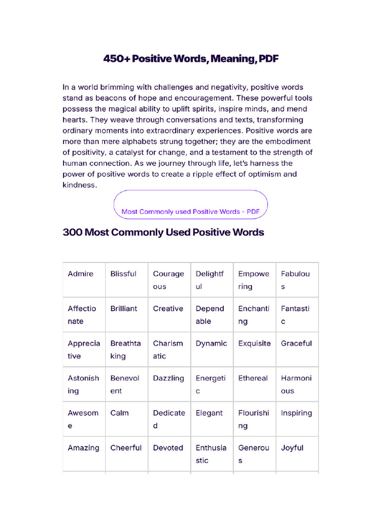 Positive Words | PDF