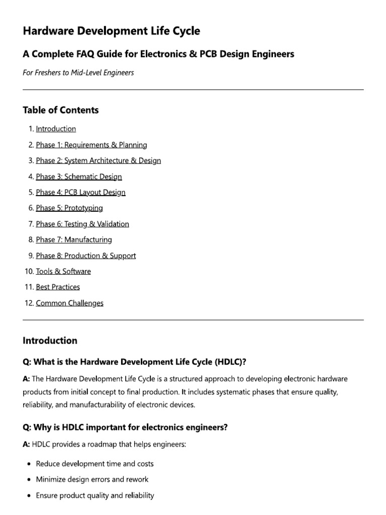 Hardware Development Lifecycle - FAQ | PDF