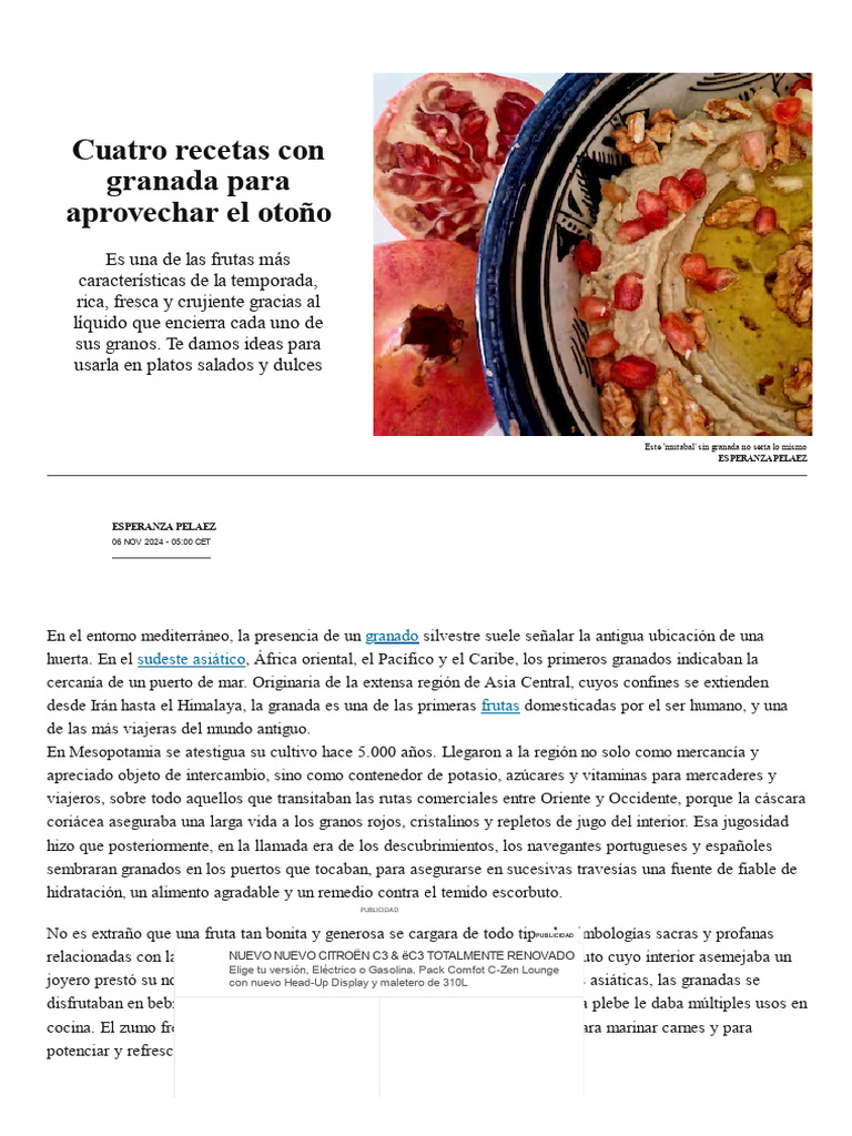 Cuatro Recetas Con Granada para Aprovechar El Otoño - El Comidista ...