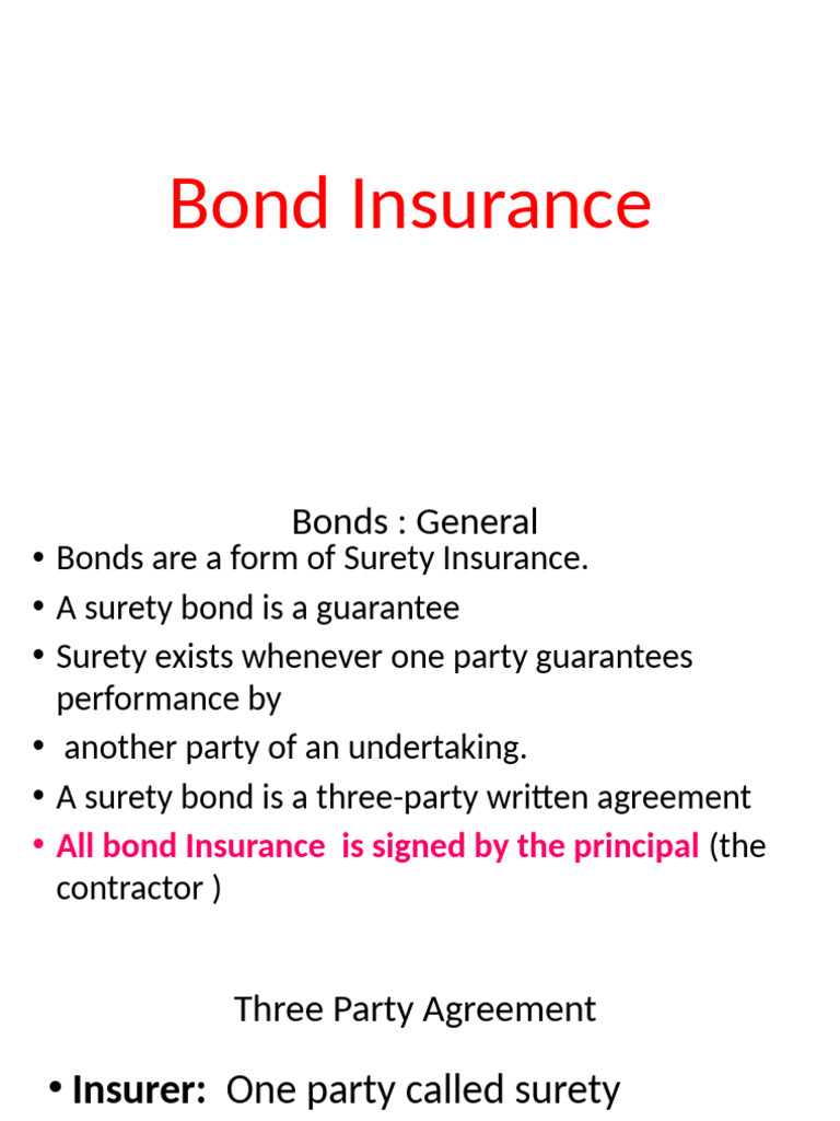Bond Inssurance | PDF | Indemnity | Surety