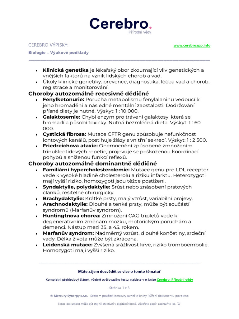 Klinická Genetika - CEREBRO | PDF