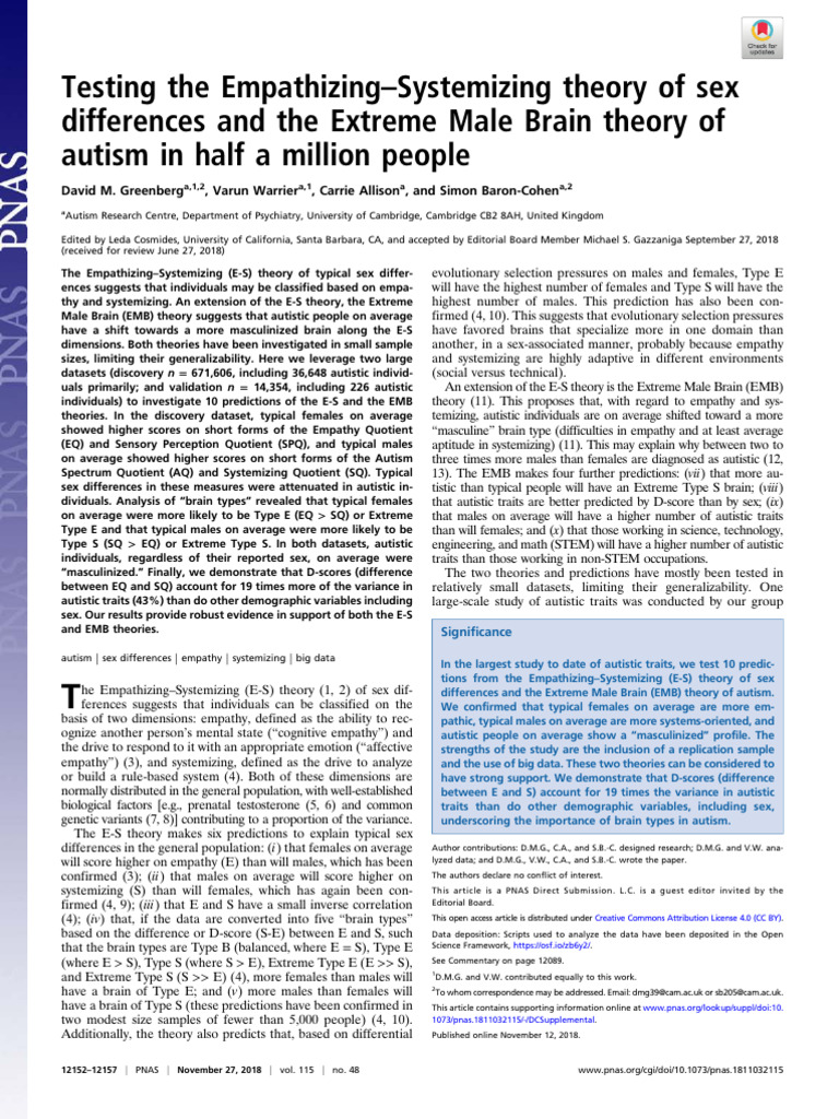 Empathizing-Systemizing Theory in Autism | PDF | Empathy | Autism