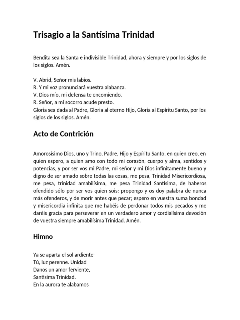 Trisagio y Oraciones a la Trinidad | PDF | orador del Señor | Trinidad