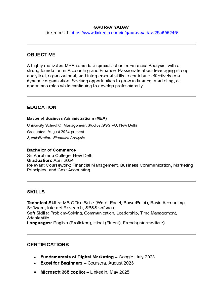 MBA Candidate in Financial Analysis | PDF